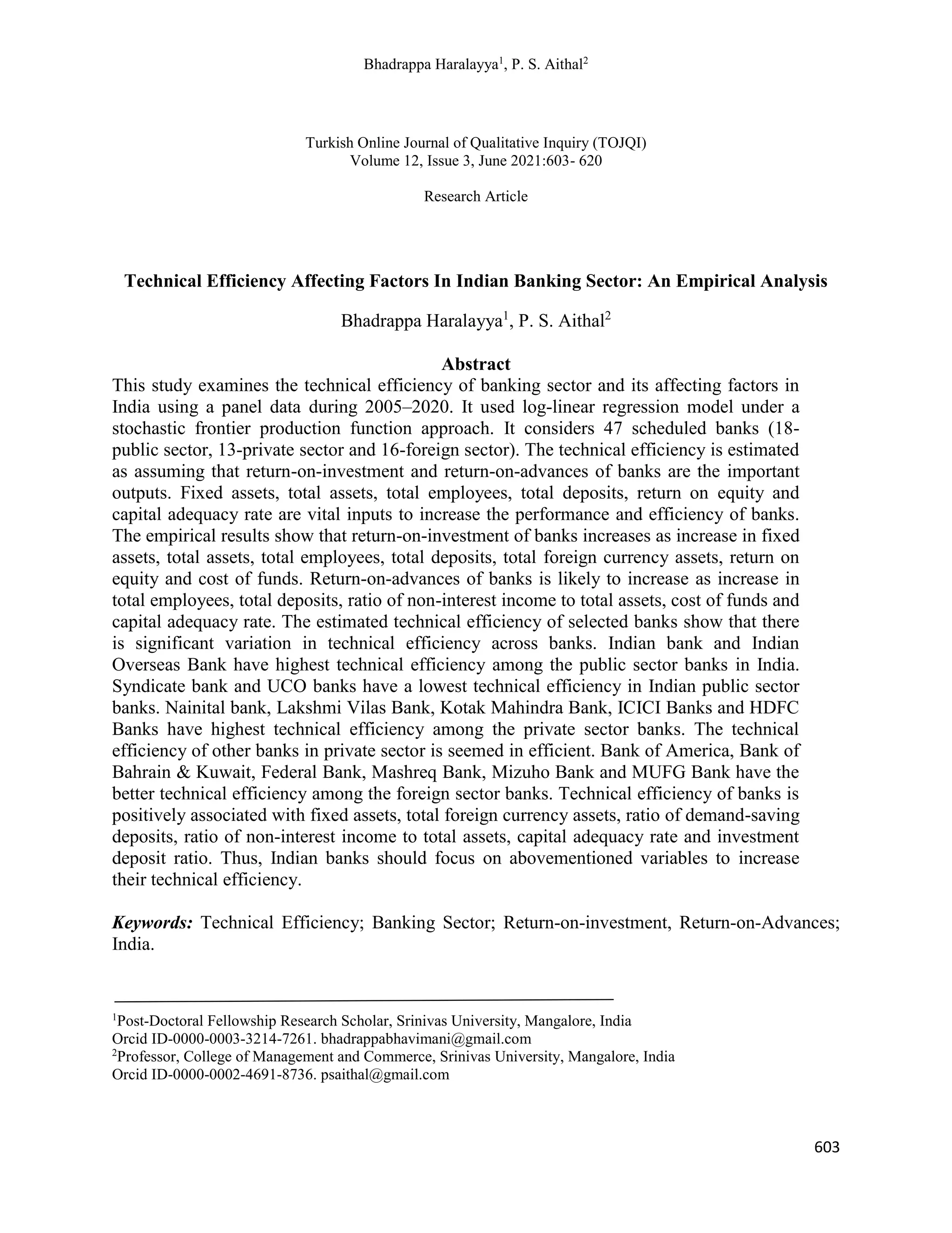 TOJQI PAPER TECHNICAL EFFICIENCY AFFECTING FACTORS IN INDIAN BANKING SECTOR AN EMPIRICAL ...
