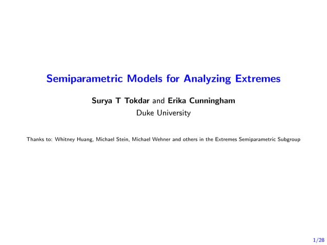 Clim Transition Workshop Semiparametric Models For Extremes Surya