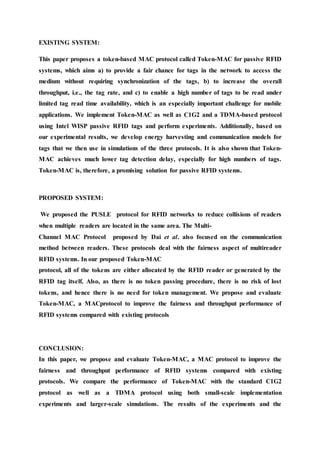 IEEE 2014 JAVA MOBILE COMPUTING PROJECTS Token mac a fair mac protocol for passive rfid systems ...