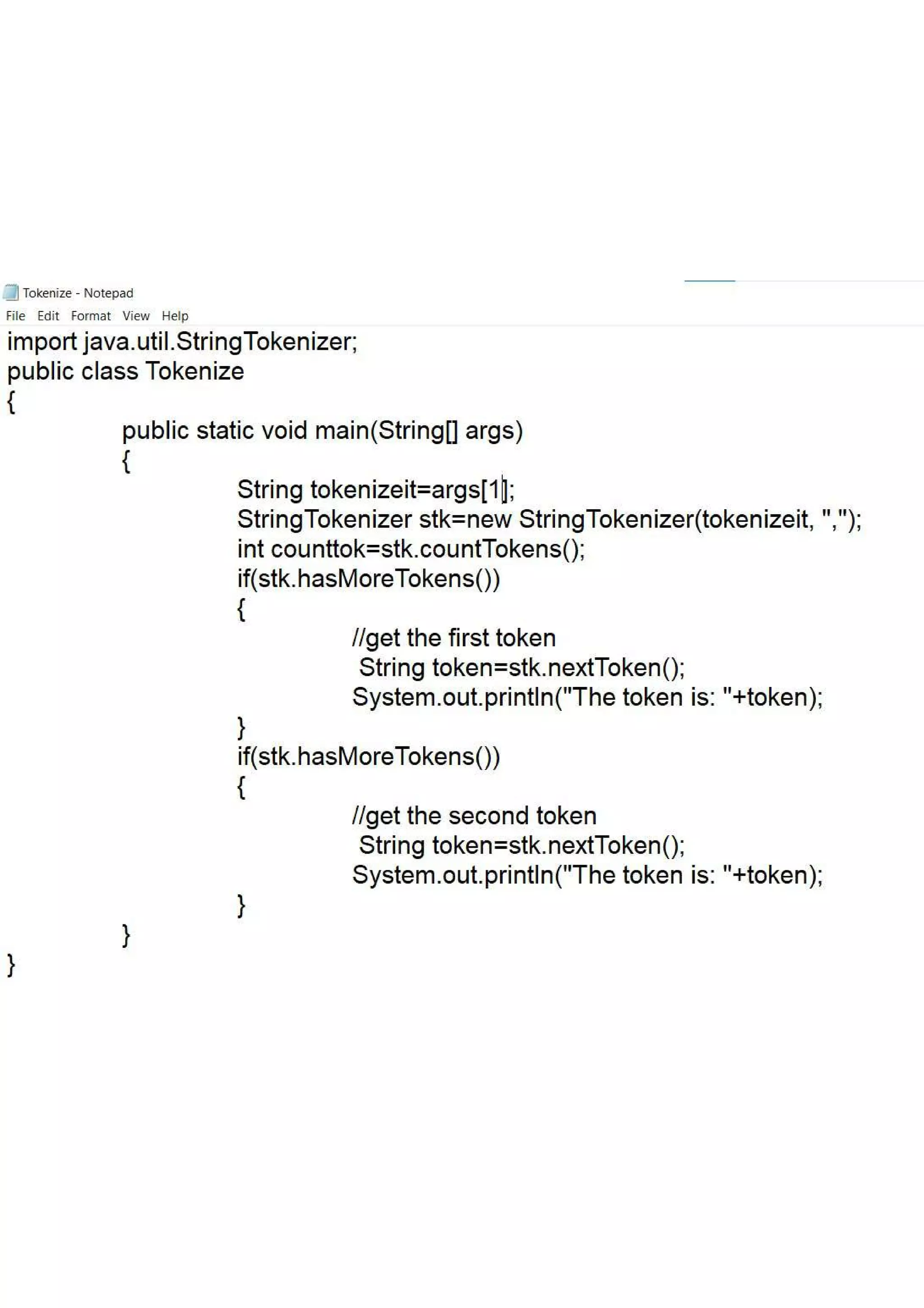 tokenize code1Screencapture1.pdf