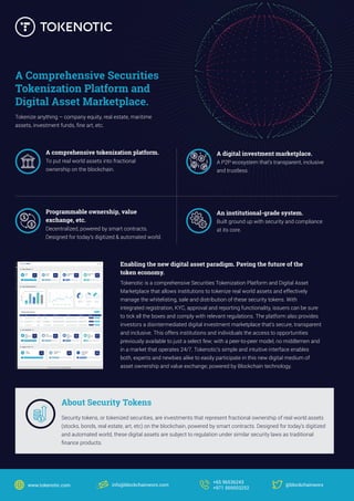 Tokenotic securities tokenization platform flyer | PDF