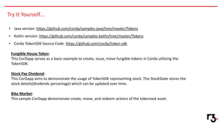 Corda Developer Bootcamp: Tokens | PPTX