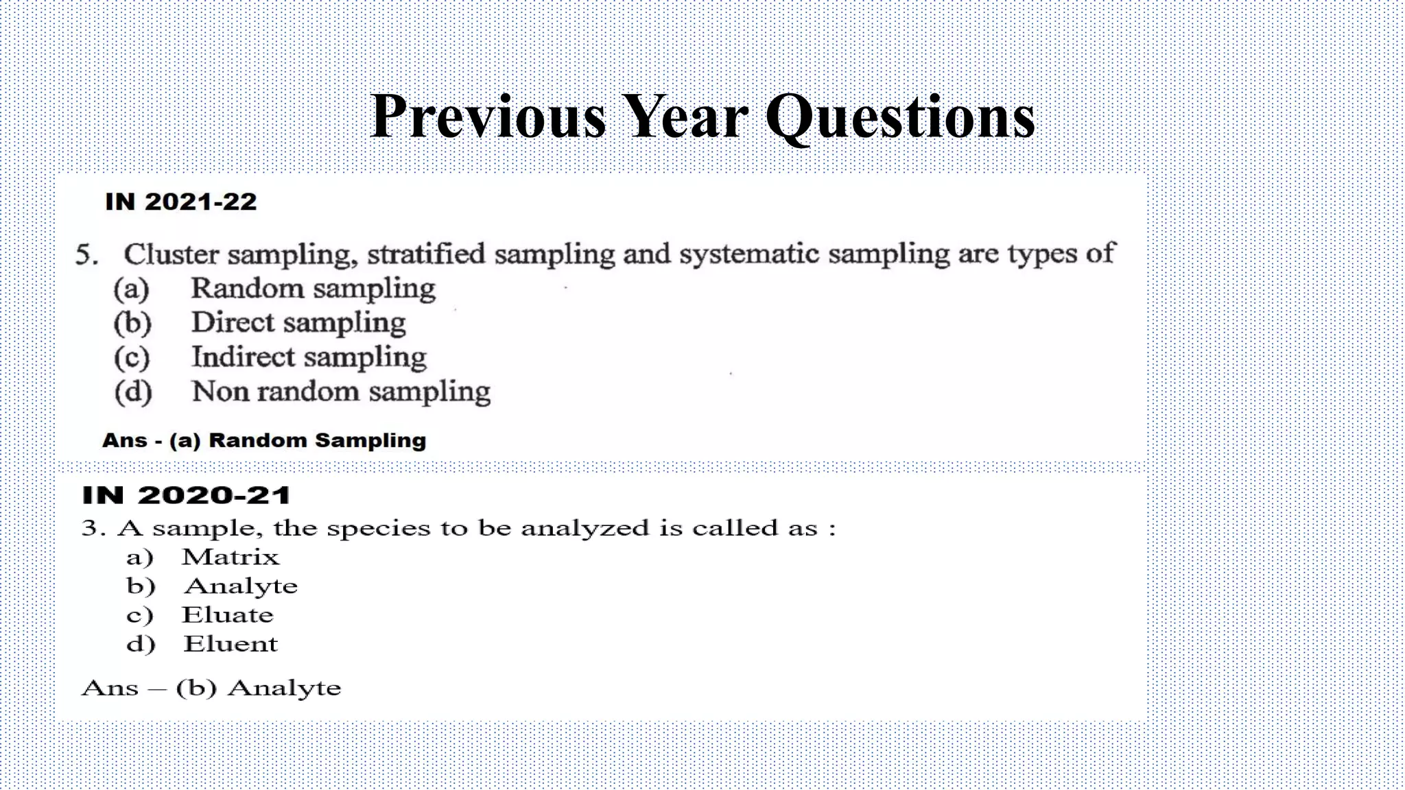 analytical chemistry - sampling and its techniques | PPTX