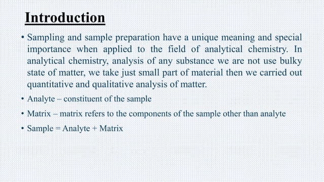 analytical chemistry - sampling and its techniques | PPTX