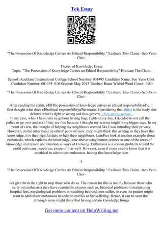 Tok Essay | PDF
