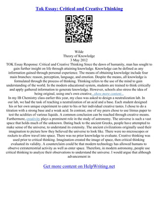 Tok Essay Rubric | PDF
