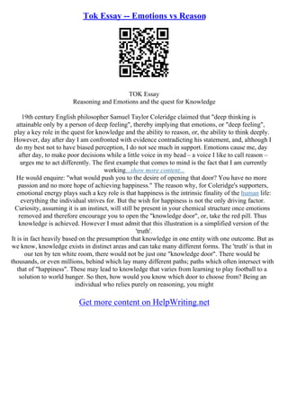 Tok Essay Rubric | PDF