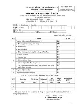 To khai thue tncn mau 07 kk-tncn theo tt 84_2008 | PDF