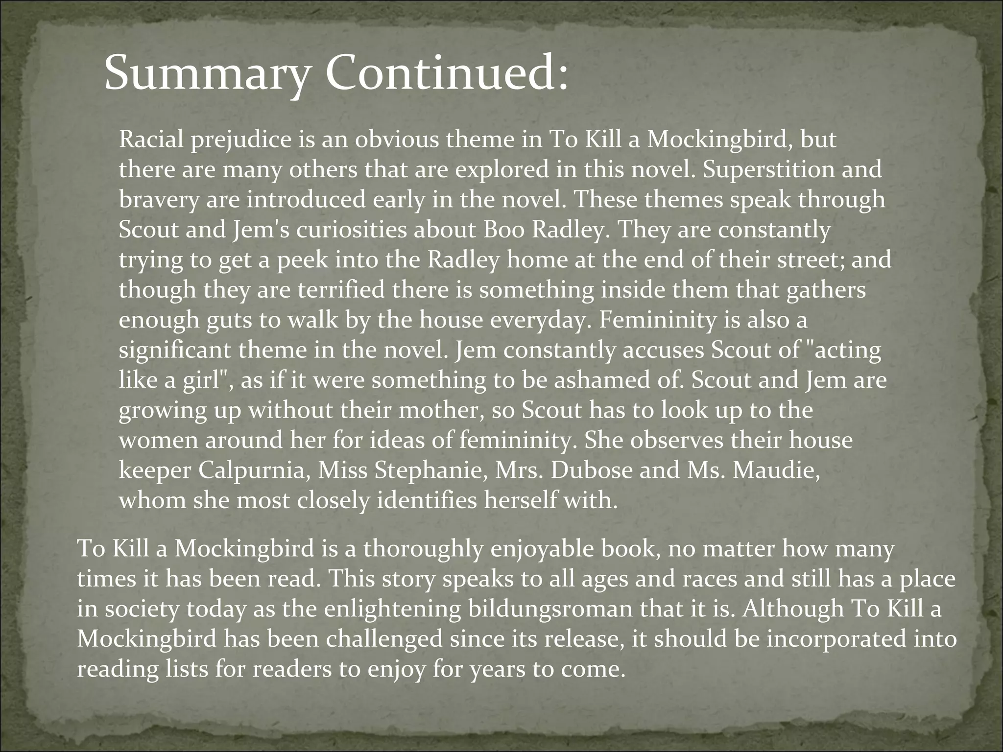 Student Presentation: To Kill a Mockingbird | PPT