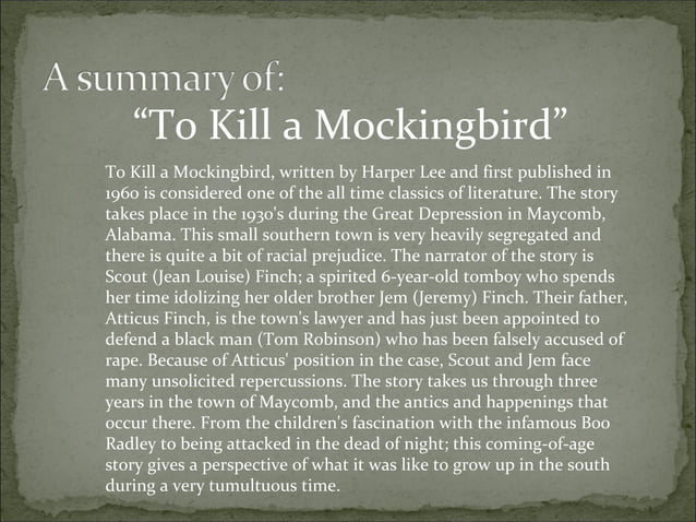 Student Presentation: To Kill a Mockingbird | PPT