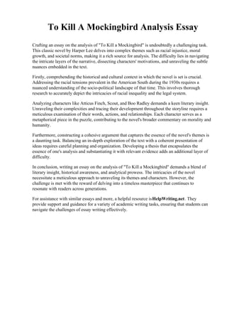 To Kill A Mockingbird Analysis Essay.pdfTo Kill A Mockingbird Analysis ...