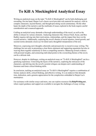 To Kill A Mockingbird Analytical Essay.pdf