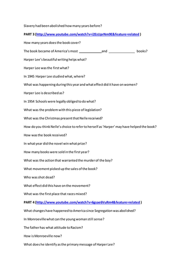 To kill a mockingbird at 50 film questions | PDF