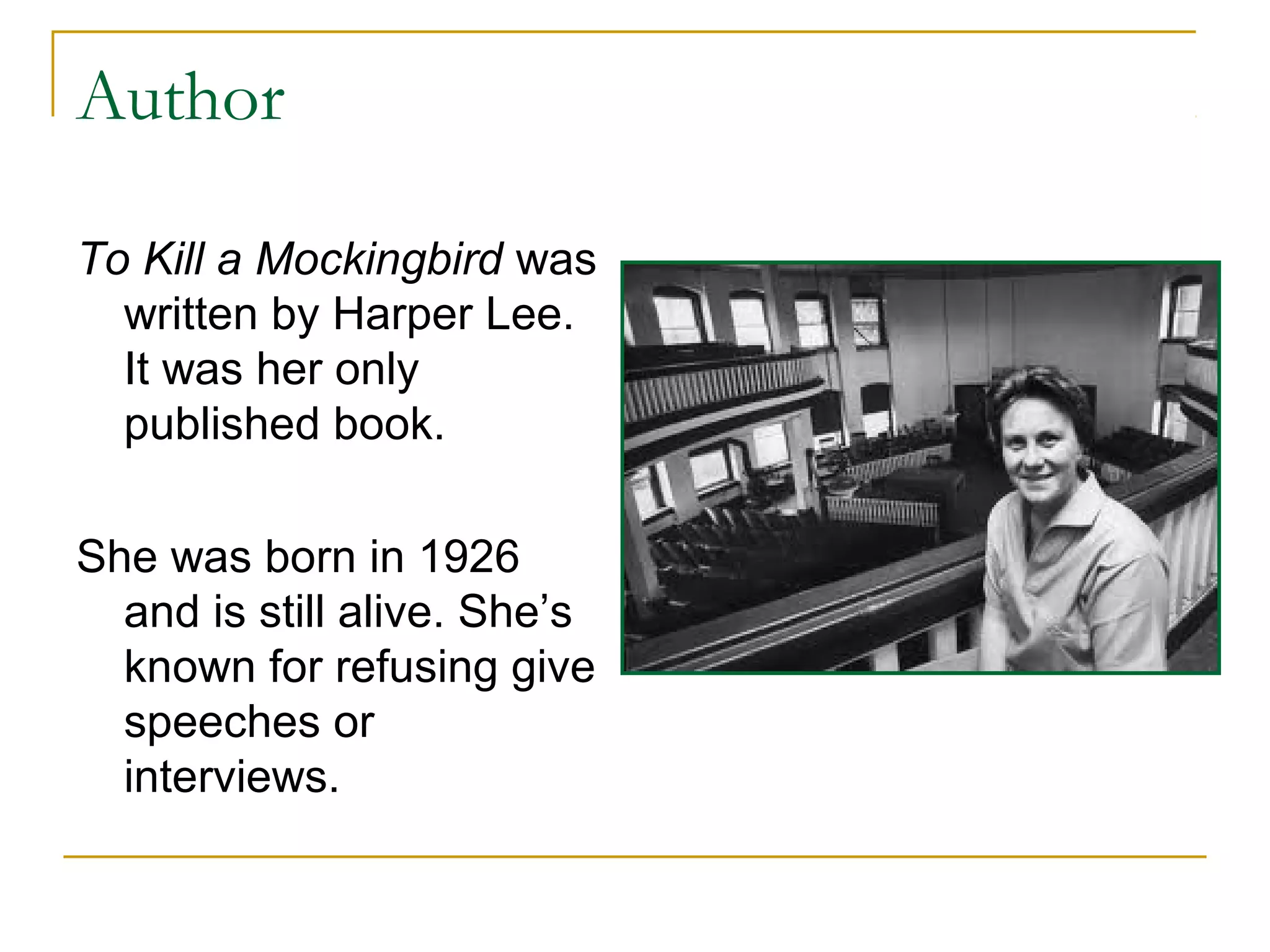 To kill a mockingbird background | PPT