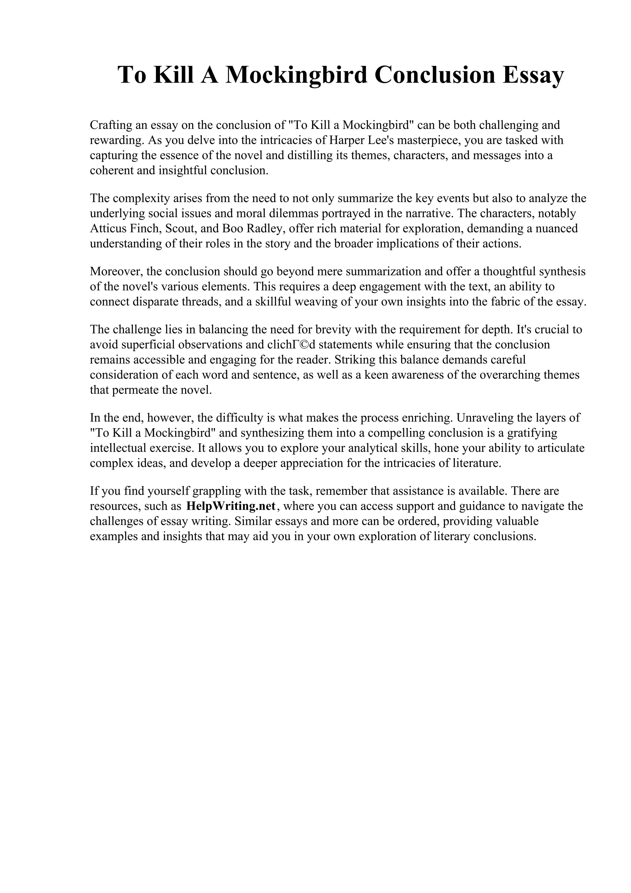 To Kill A Mockingbird Conclusion Essay.pdf