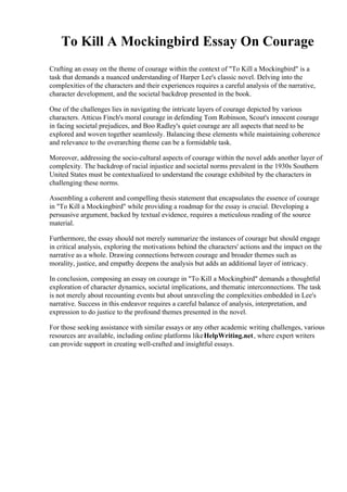 To Kill A Mockingbird Essay On Courage.pdf
