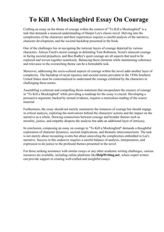 To Kill A Mockingbird Essay On Courage | PDF