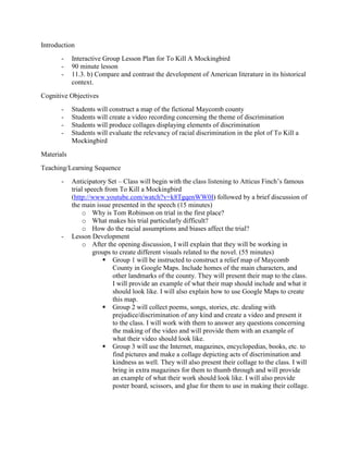 To Kill a Mockingbird Lesson Plan | DOCX