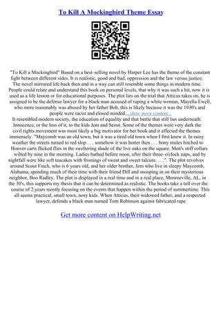 To Kill A Mockingbird Themes Essay | PDF