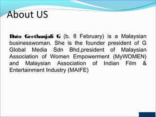 To know about dato geethanjali g | PPT
