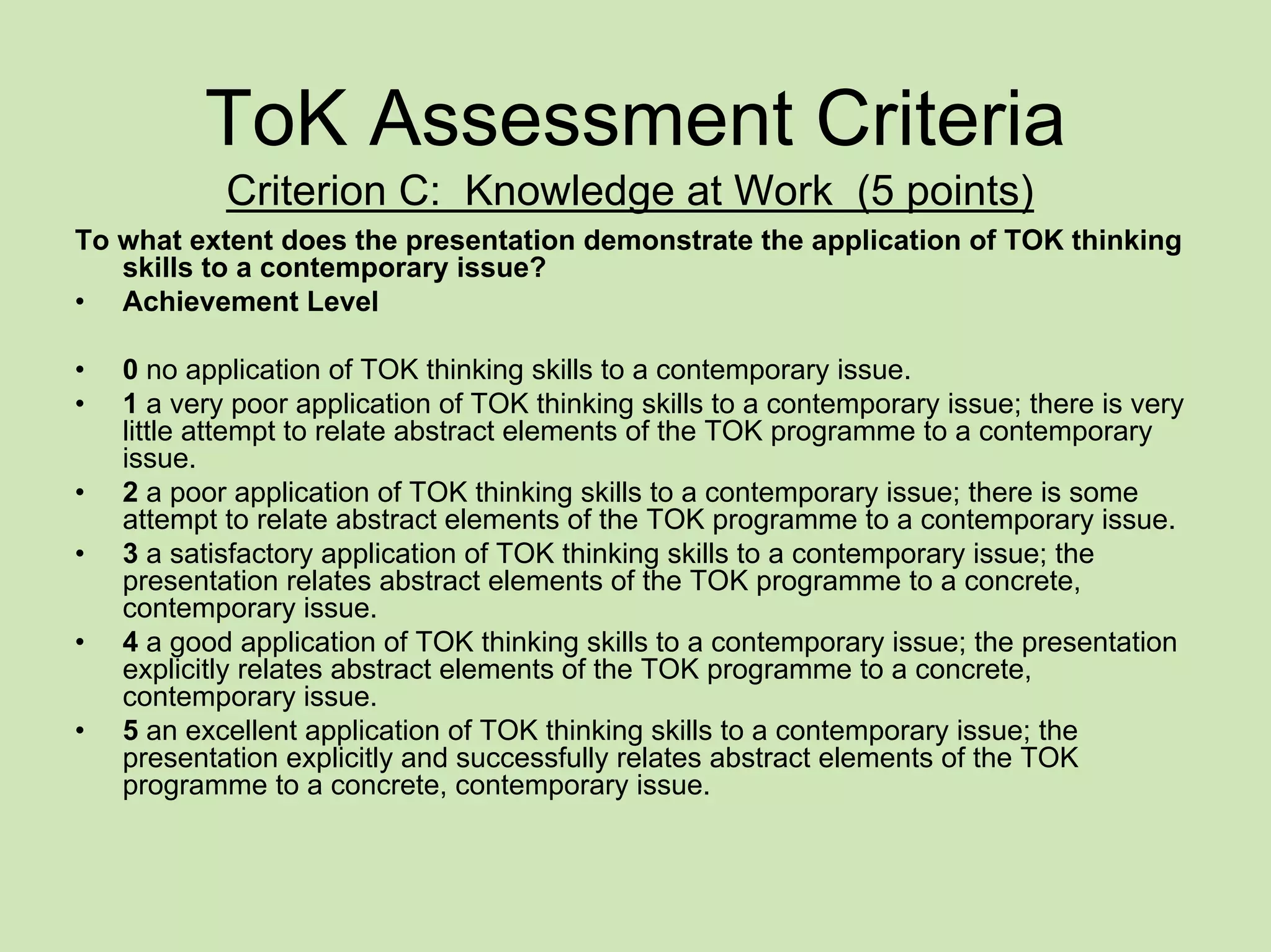 Tok Presentation Guide | PDF