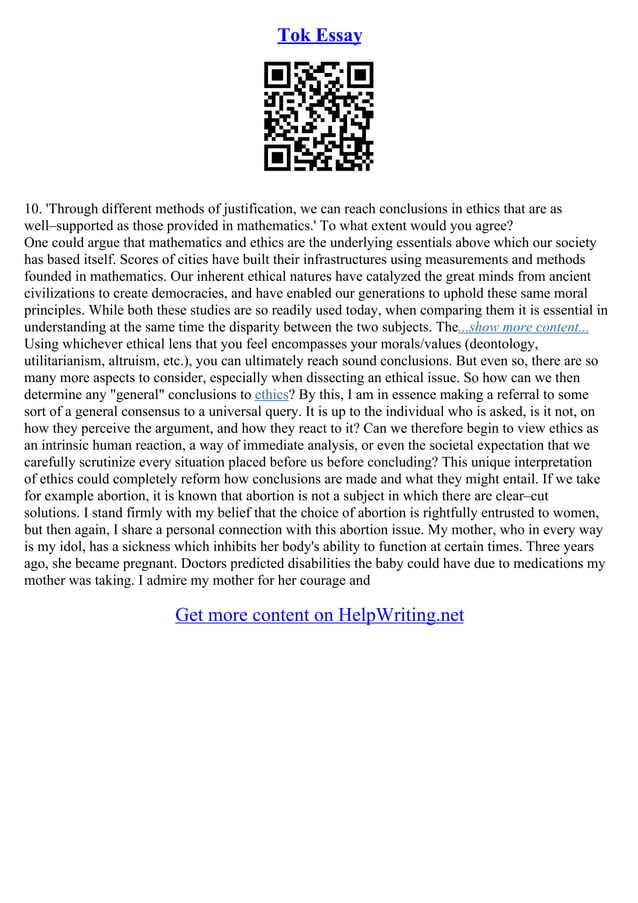 Tok Sample Essay | PDF