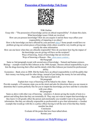 Tok Sample Essay | PDF | Medical Tests | Medical Health