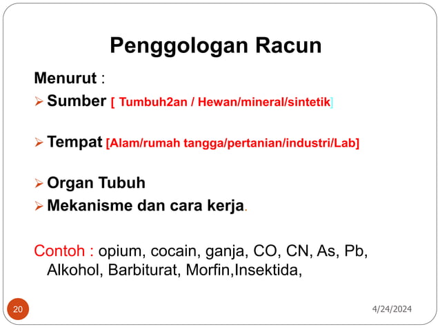 Toksikologi obat dan macam-macam obat yang toksik dan berbahaya.ppt