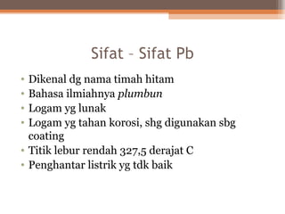 Toksikologi pb (timbal) | PPT