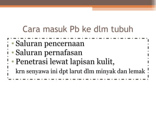 Toksikologi pb (timbal) | PPT