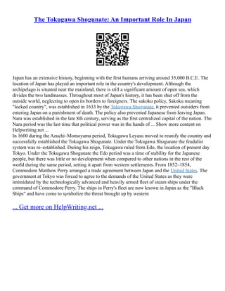 Tokugawa Shogunate | PDF