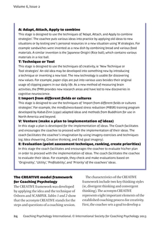 Creative framework based on creative problem solving (CPS) for coaching ...