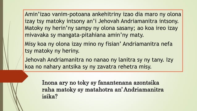 Toky 5 ananan'izay matahotra an'andriamanitra | PPTX