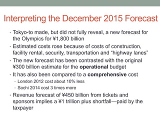 Public Lecture Slide Presentation (7.1.2016) Tokyo 2020 Olympic Games ...
