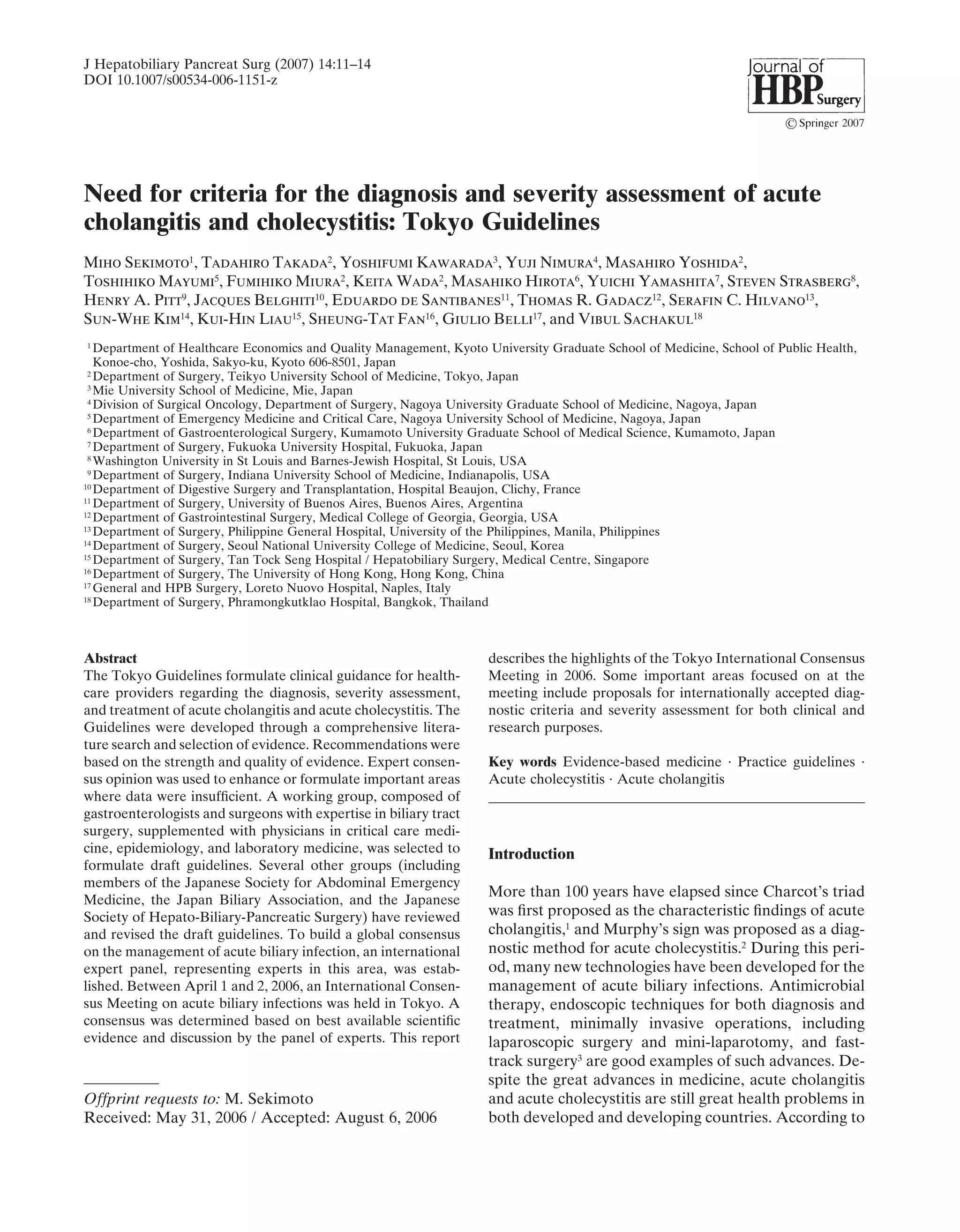 Tokyo guidelines for cholangitis and cholecystitis | PDF