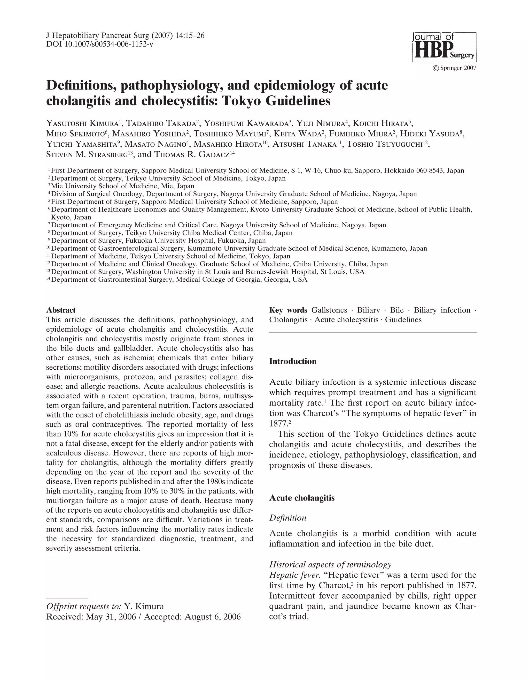 Tokyo guidelines for cholangitis and cholecystitis | PDF