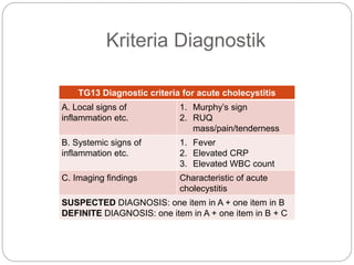 Tokyo guidline 13 (kolesistitis & kolangitis) | PPTX