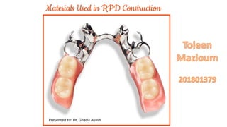 Materials used in RPD construction | PDF