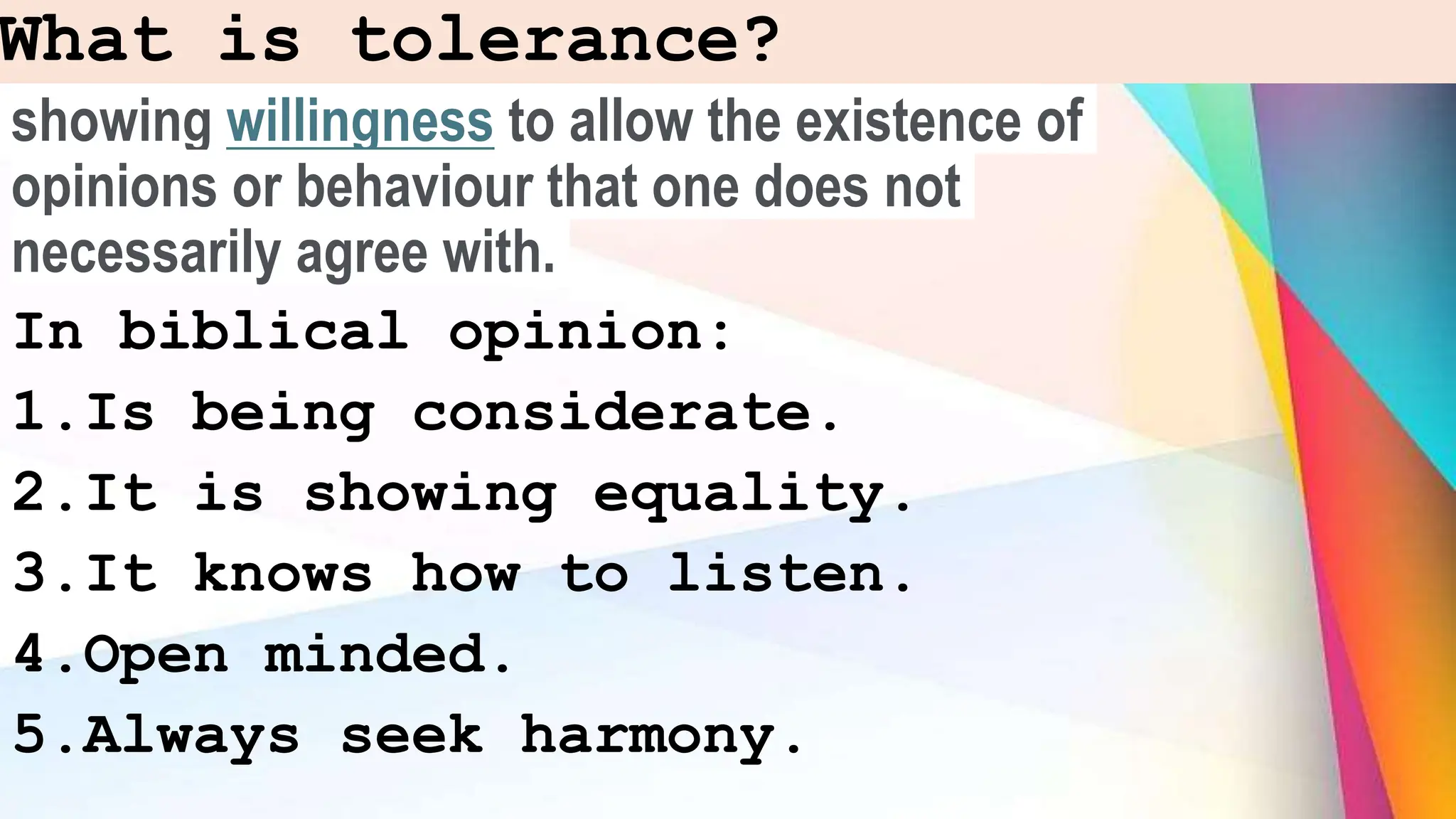 Tolerance. Maintaining a healthy relationship with each other | PPTX