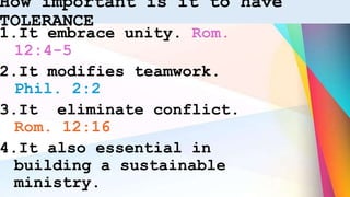 Tolerance. Maintaining a healthy relationship with each other | PPT