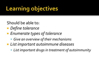 Tolerance and autoimmunity | PPTX
