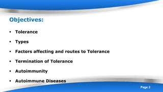 Tolerance and autoimmunity | PPTX
