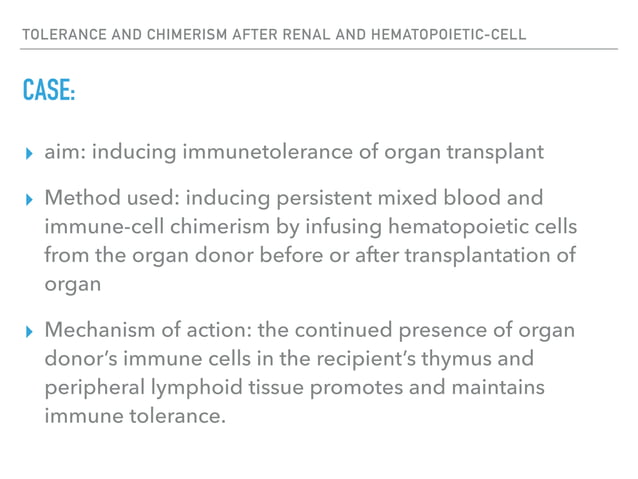Tolerance and chimerism after renal and hematopoietic cell | PDF