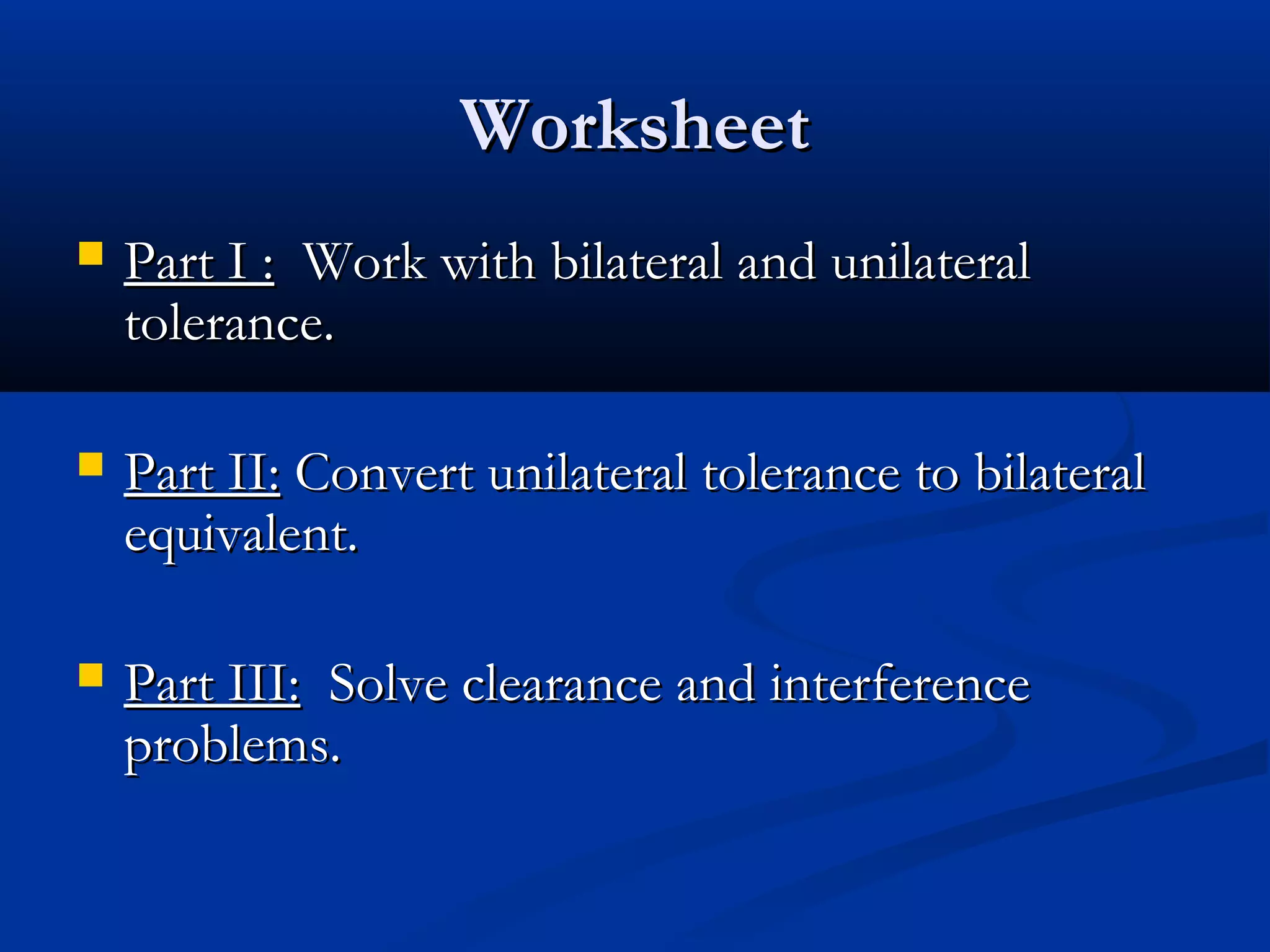 Tolerance clearance interference lecture | PPT