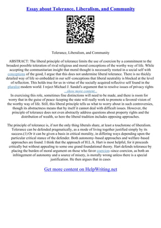 Tolerance Essay | PDF | Education