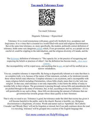 Tolerance Essays | PDF
