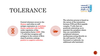 Immunological tolerance and mechanisms involved | PPTX