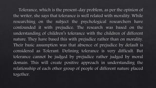 Tolerance is a moral virtue by Rivka T. Witenberg Summary and ...
