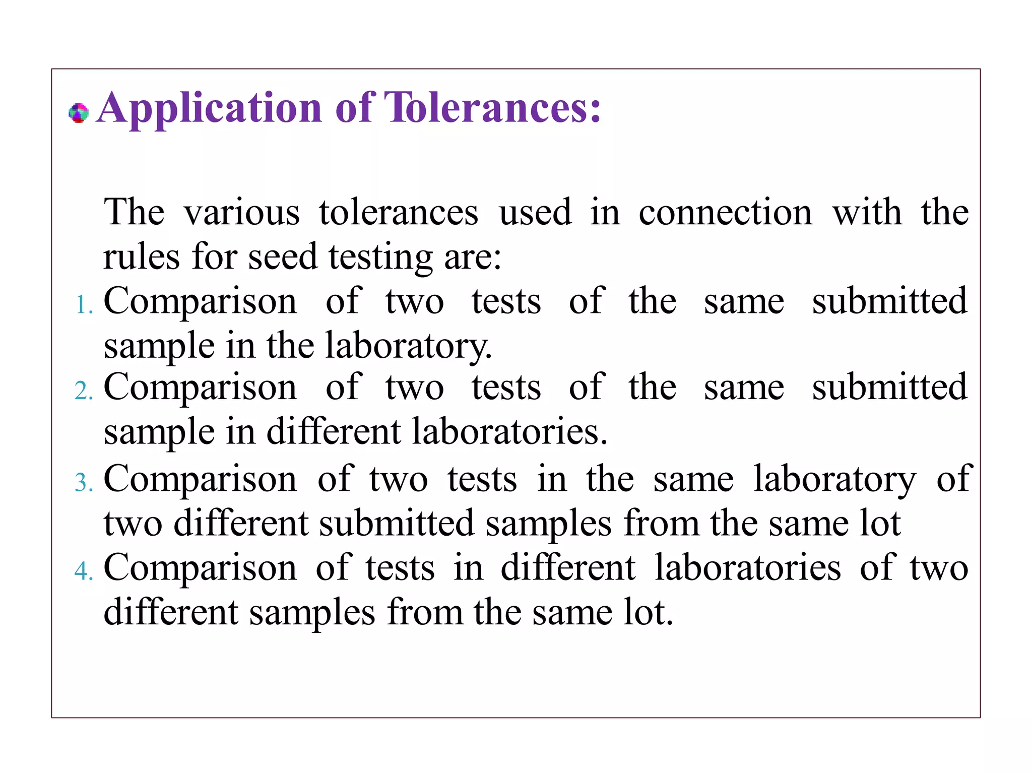 Tolerance limit in seed testing | PPTX