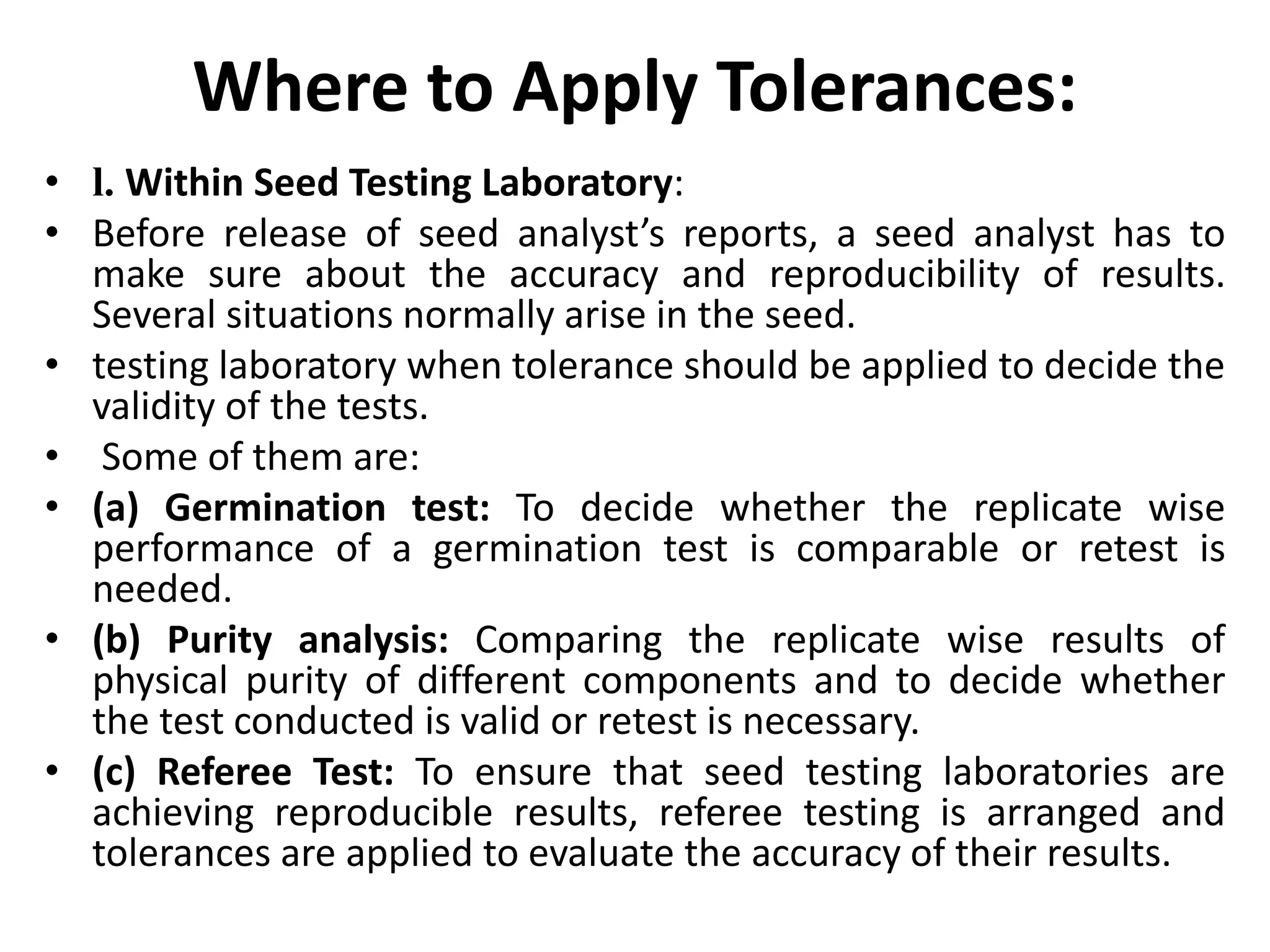 Tolerance limit in seed testing | PPTX